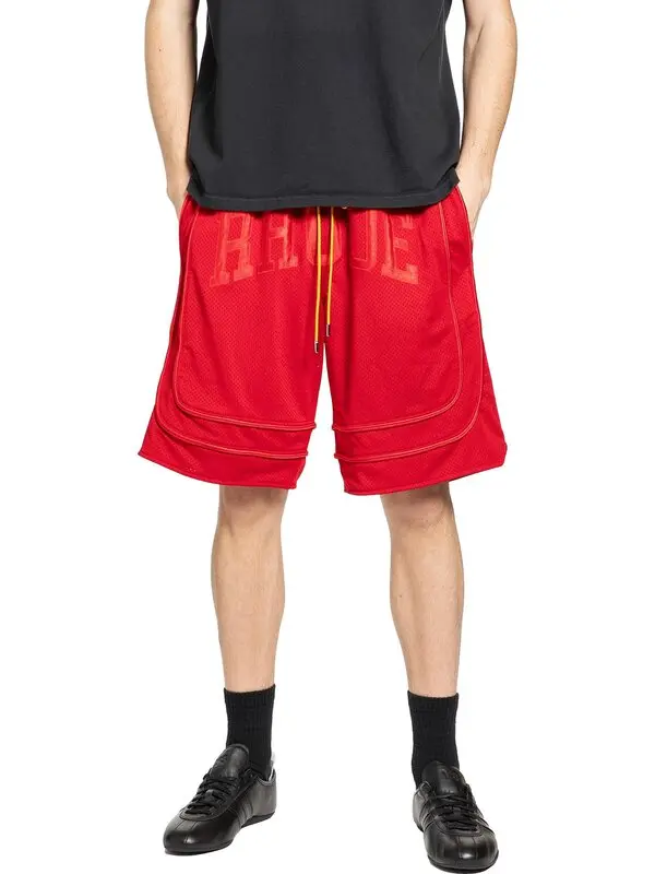 Rhude Baggy Mesh Collegiate Shorts - Red