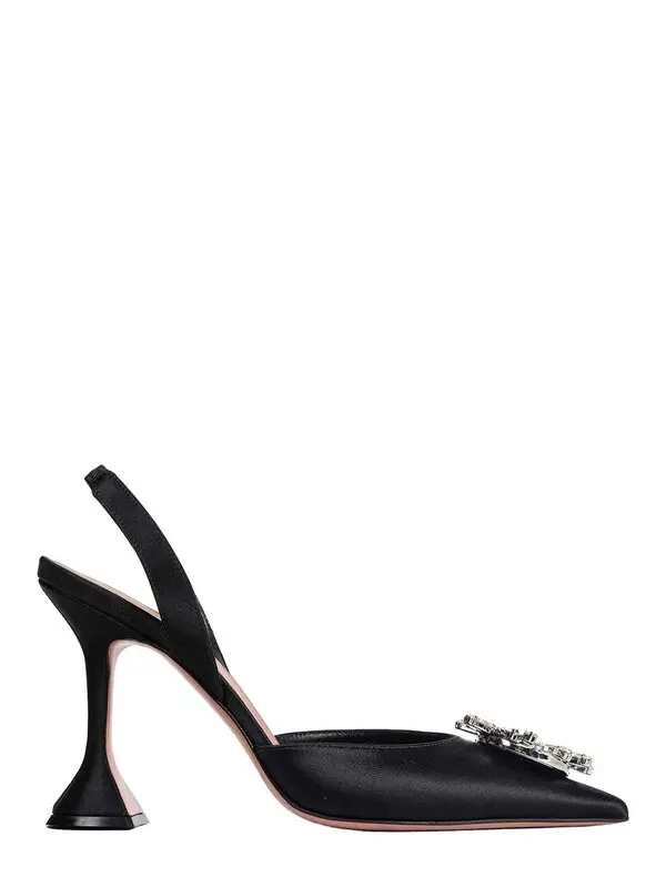 Amina Muaddi Begum Sling 95 Satin Pumps - Black