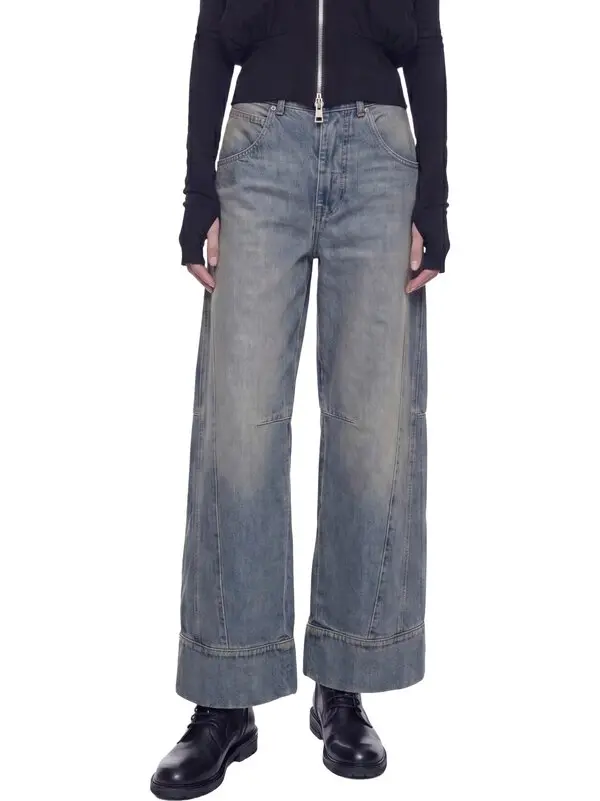 ANDREA YA AQOV High Cuff Wide Leg Jeans - Blue