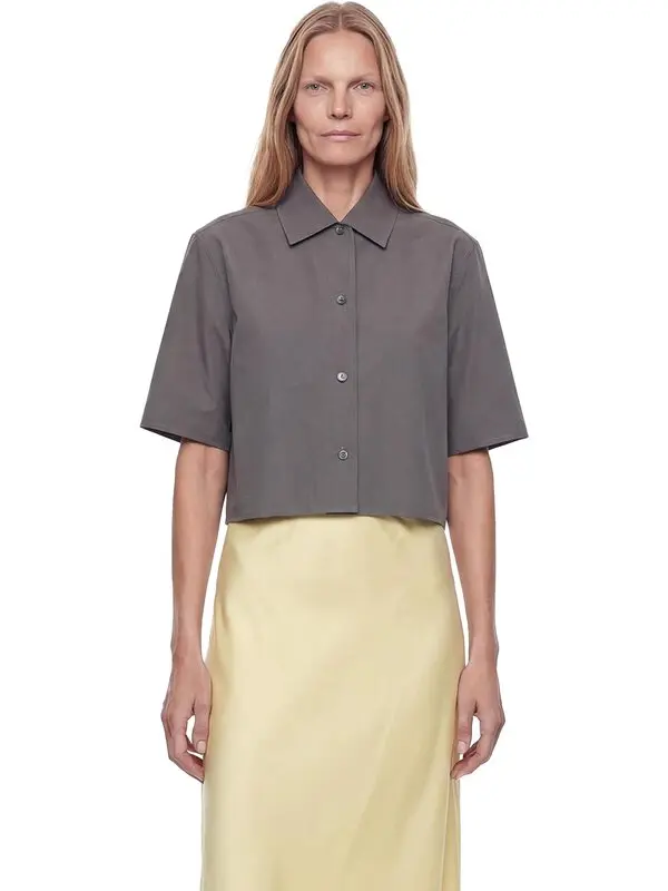 JIL SANDER Cropped Cotton Poplin Shirt - Grey
