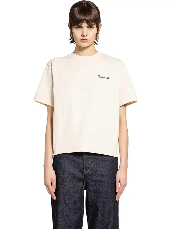 Moncler Embossed Logo Cotton T-shirt - Off-white