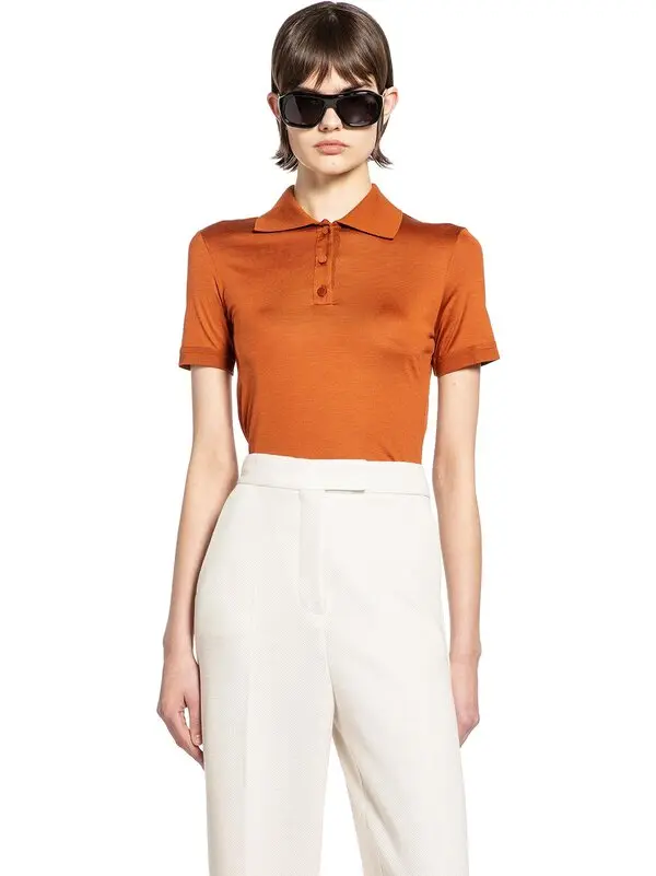 Max Mara Silk Jersey Short-sleeve Polo - Brown