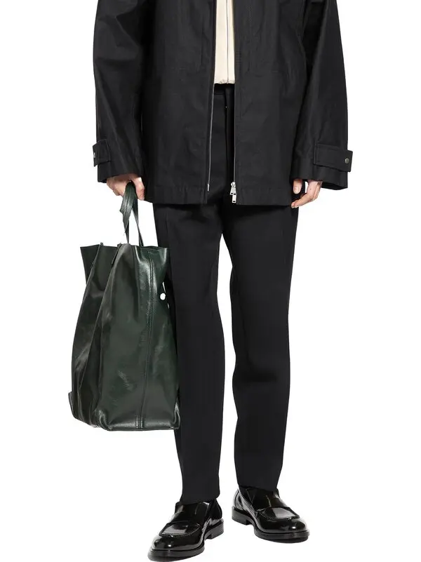 JIL SANDER Wool Gabardine Tapered Trousers - Black