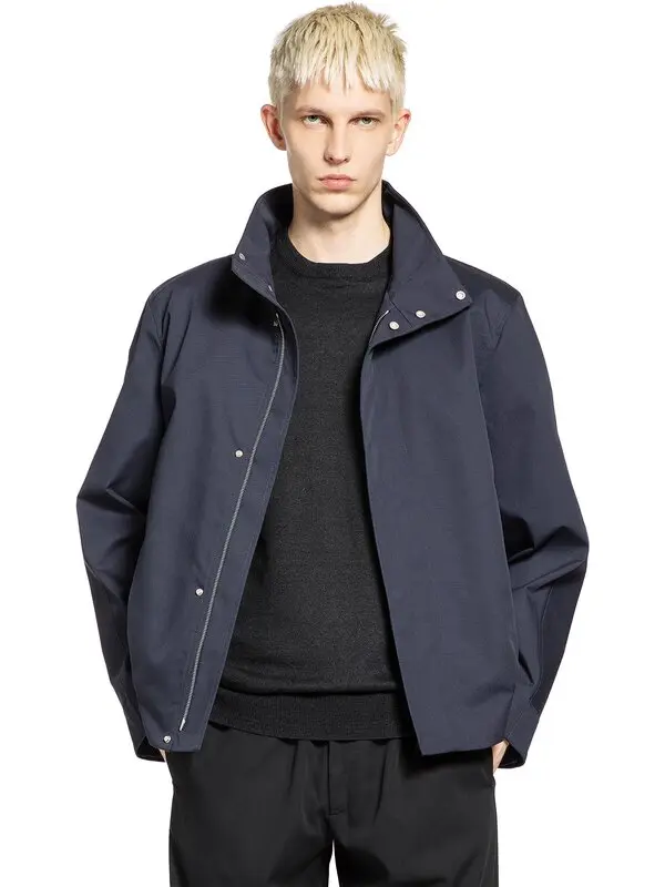 LARDINI Cotton Blend Drill Jacket - Blue