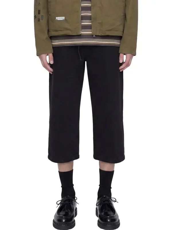 SONG FOR THE MUTE Fade Out Long Denim Shorts - Black