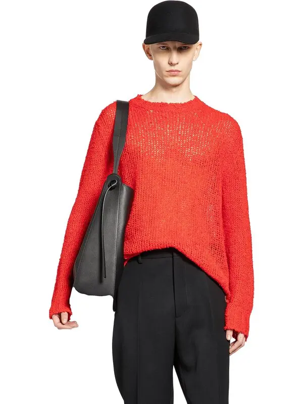 JIL SANDER Linen Crewneck Sweater - Red