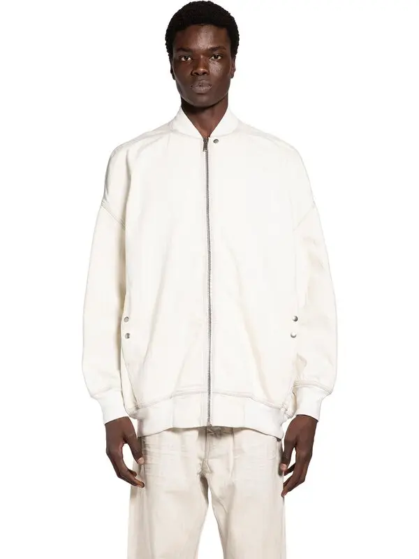 Rick Owens Temple Jumbo Flight Jacket In 13oz Denim - White
