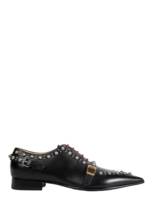 Valentino Garavani Leather Derby Mockers With Stud Embellishments - Black