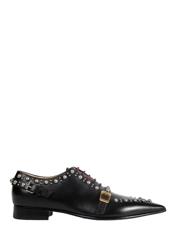 Valentino Garavani Leather Derby Mockers With Stud Embellishments - Black