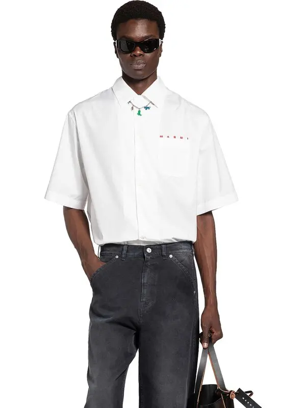 Marni Peeping Logo Bowling Shirt - White