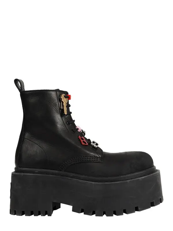 Balenciaga Strike Platform Booties With Charms - Black