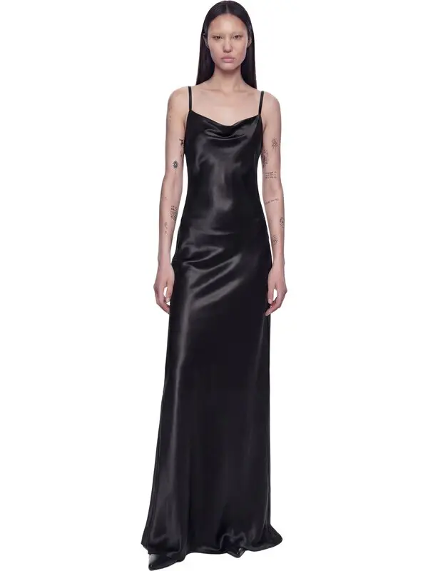 COURREGES Glossy Long Slip Dress - Black