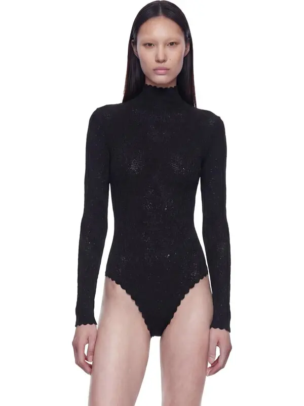 Givenchy Long Sleeve Floral Lace Bodysuit - Black