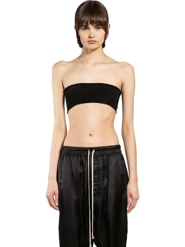 Rick Owens Viscose Stretch Jersey Bandeau Top - Black