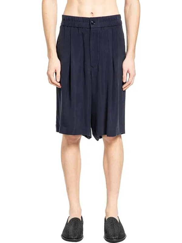 Giorgio Armani Asv Cupro Basketweave Bermuda Shorts - Blue