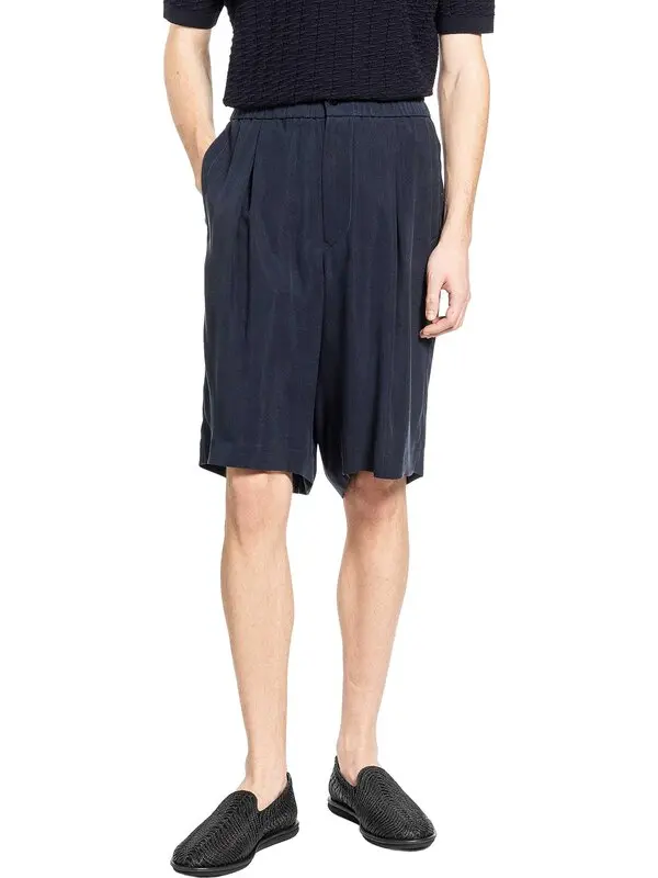 Giorgio Armani Asv Cupro Basketweave Bermuda Shorts - Blue