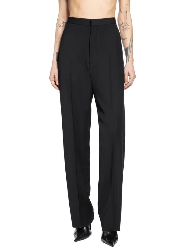 Balenciaga Wool Twill Tuxedo Trousers - Black