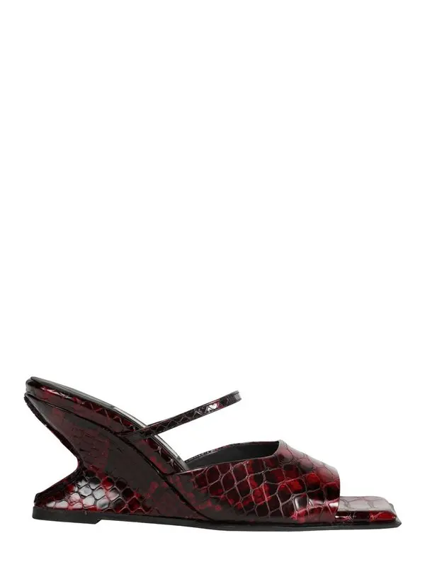 MIISTA Egle Embossed Leather Wedge Sandals - Red
