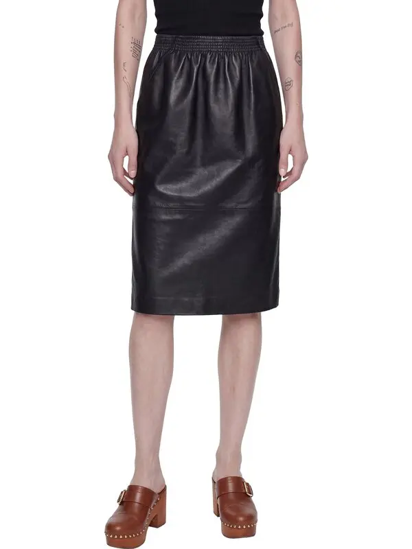 Chloé Leather Knee-length Pencil Skirt - Black