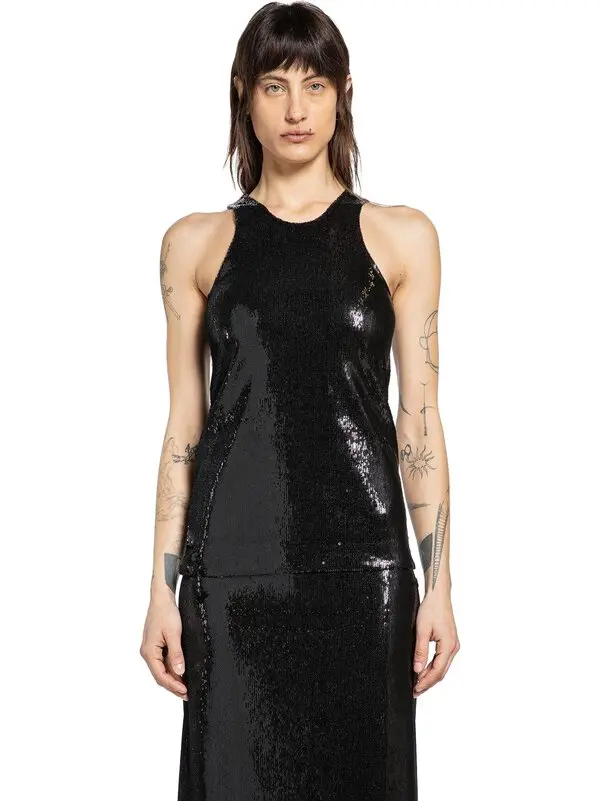TOTEME Curved Sequin Tank - Black
