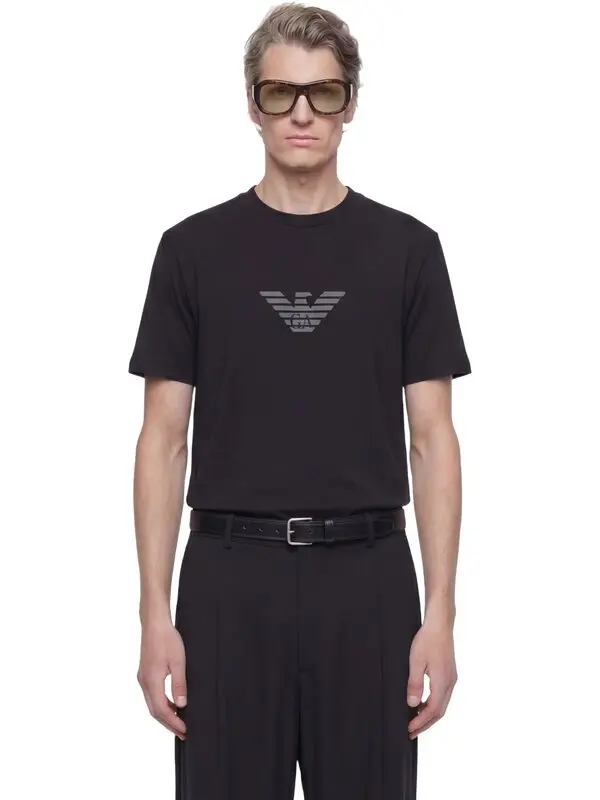 Emporio Armani Pima-jersey Logo T-shirt - Black