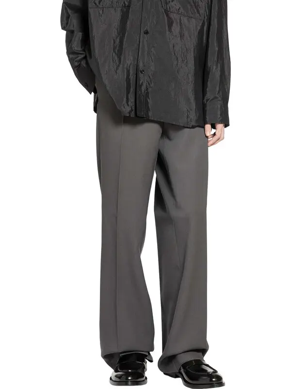 JIL SANDER Straight Leg Wool Gabardine Trousers - Grey