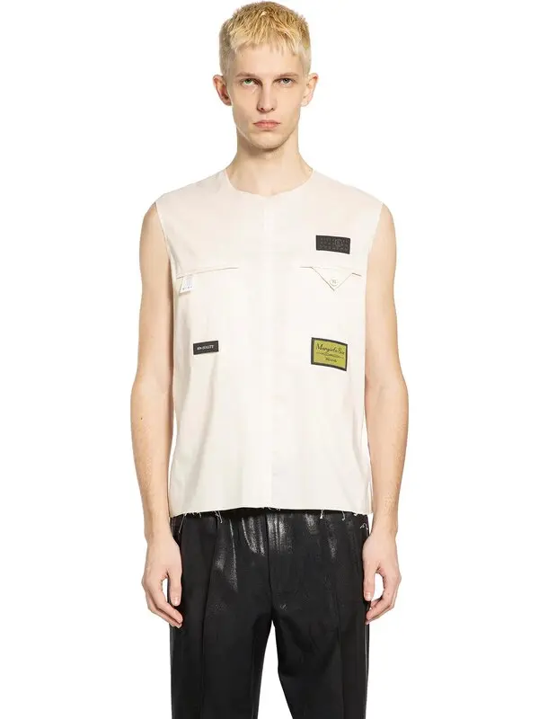 MAISON MARGIELA Sleeveless Shirt With Graphic Patches - Off-white