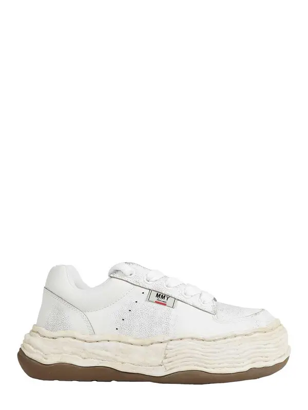 Mihara Yasuhiro Oliver Distressed Leather Sneakers - White