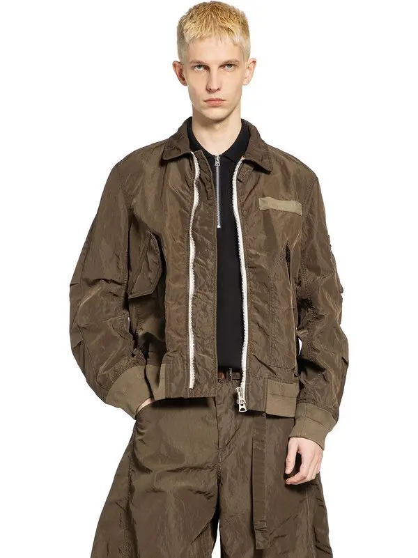 Sacai Treated Nylon Twill Blouson Jacket - Green