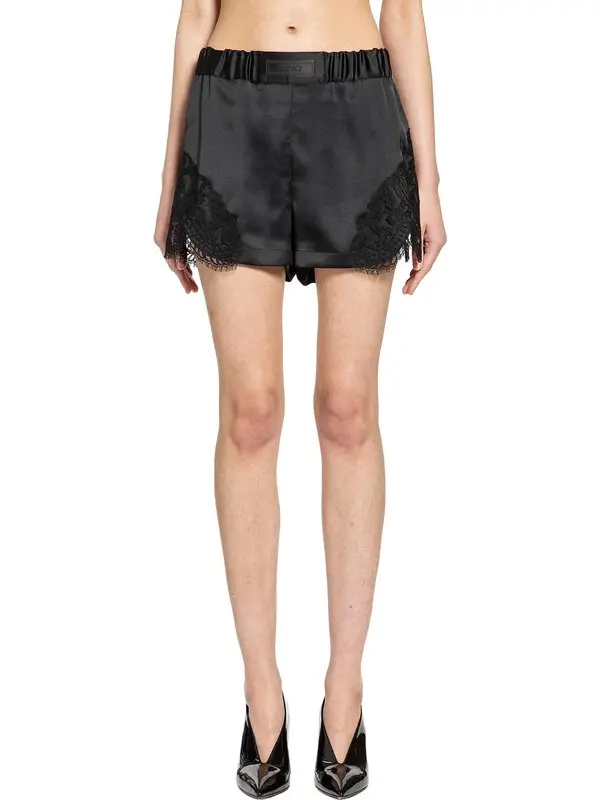 Versace Satin Lace-trim Shorts - Black