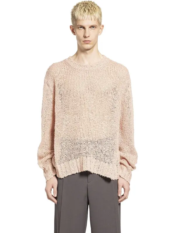 JIL SANDER Chunky-knit Linen Crewneck Sweater - Pink