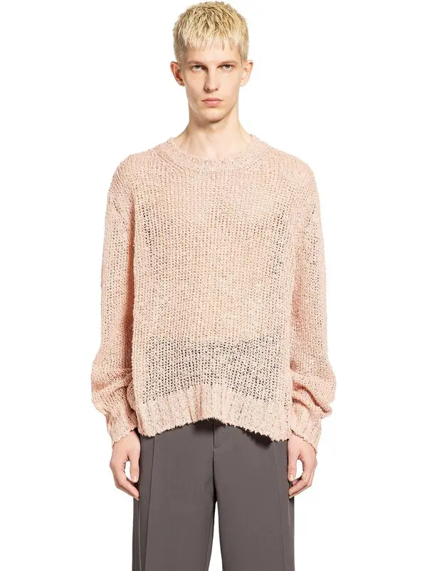 JIL SANDER Chunky-knit Linen Crewneck Sweater - Pink