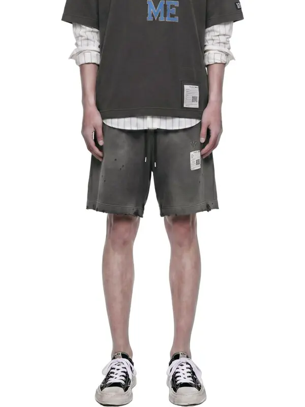 Mihara Yasuhiro Sun-faded Distressed Sweatshorts - Black