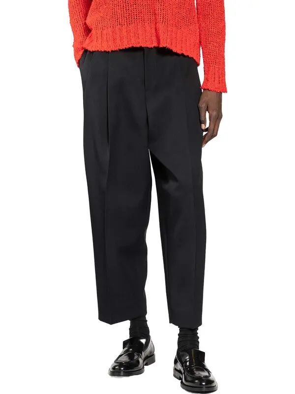 JIL SANDER Wool Gabardine Tapered Trousers - Black