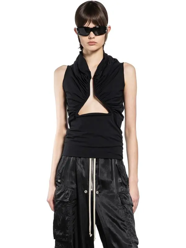 Rick Owens Temple Jersey Sleeveless Top - Black