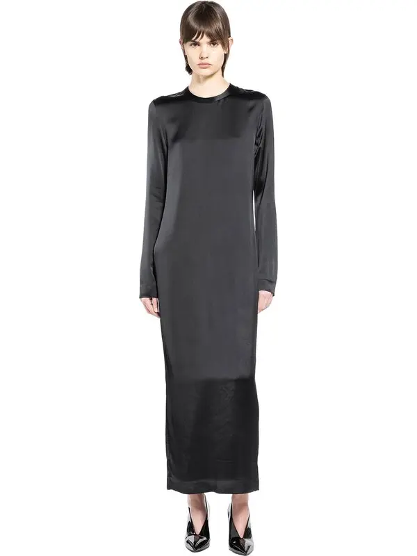 TOTEME Long Sleeve Satin Maxi Dress - Black