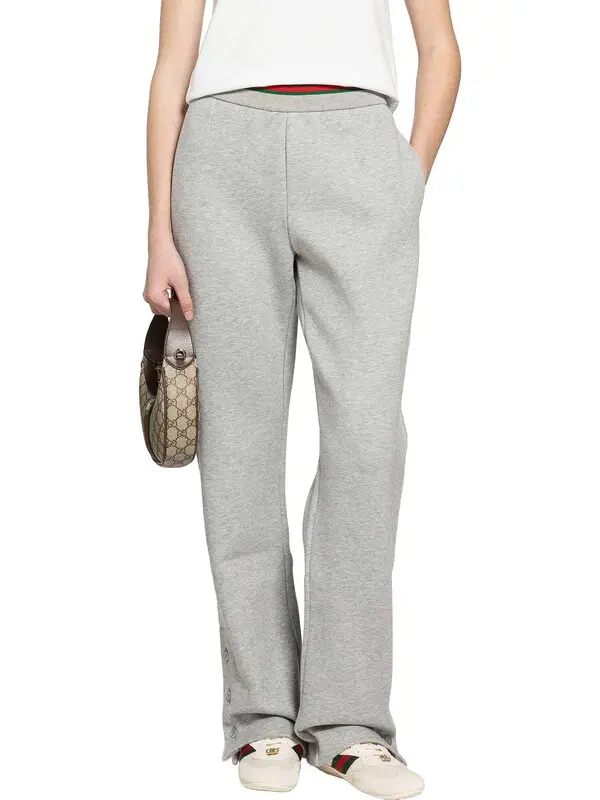 Gucci Cotton Jersey Leisure Trousers With Web - Grey