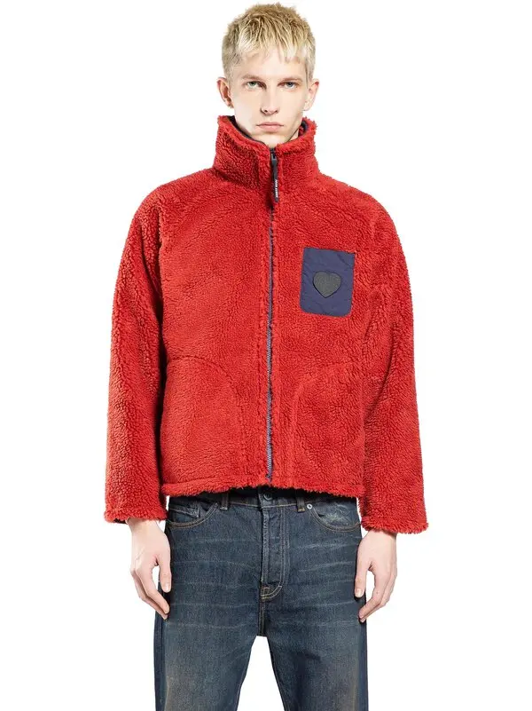 HUMAN MADE Fleece Jacket With Polar Bear Graphic - Red