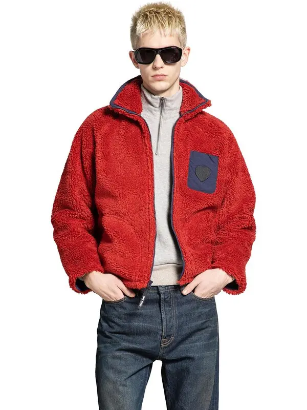 HUMAN MADE Fleece Jacket With Polar Bear Graphic - Red