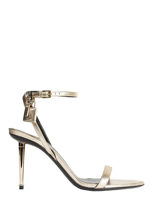 TOM FORD Laminated Nappa Pointy Toe Stiletto Sandal - Silver