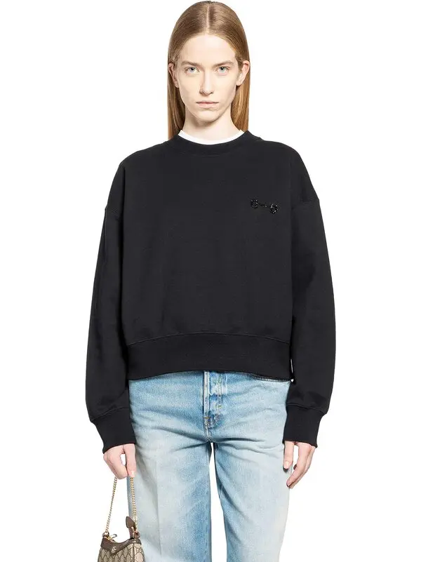 Gucci Cotton Jersey Sweatshirt With Horsebit Embroidery - Black