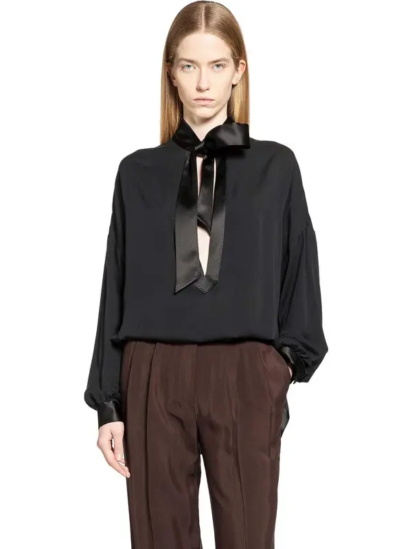 TOM FORD Tuxedo Detailed Tunic Shirt In Silk - Black