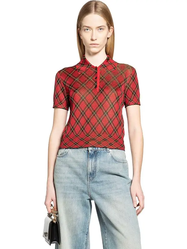 Alexander McQueen Microcheck Polo Jersey - Red