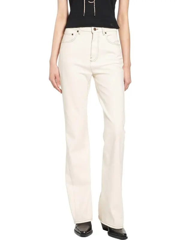 Burberry High-rise Bootcut Jeans With Equestrian Embroidery - Off-white
