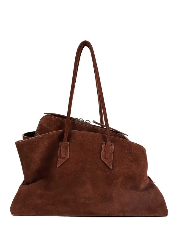 Attico La Passeggiata Medium Suede Top Handle Bag - Brown