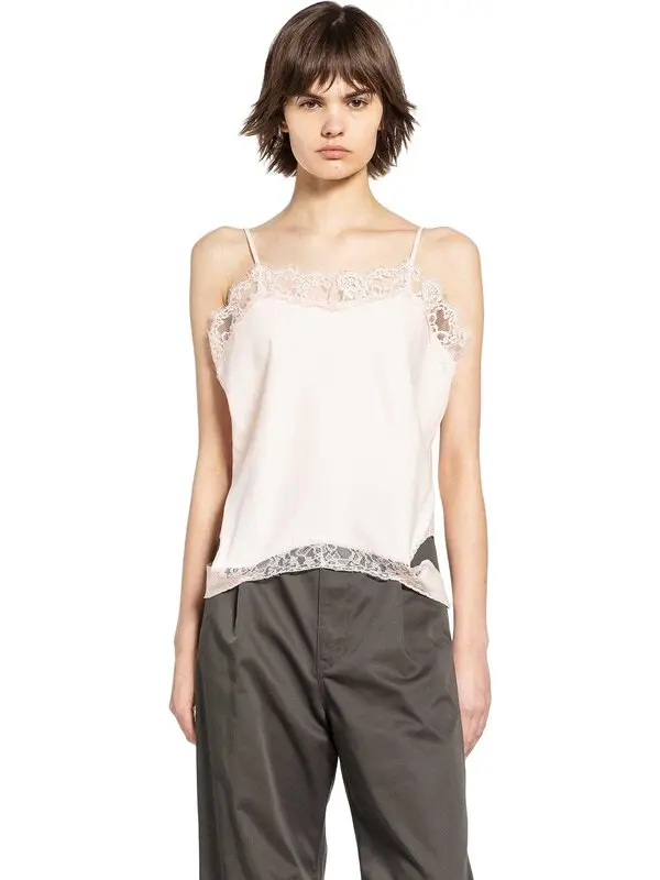 MAISON MARGIELA Lace Trim Slip Top - Pink