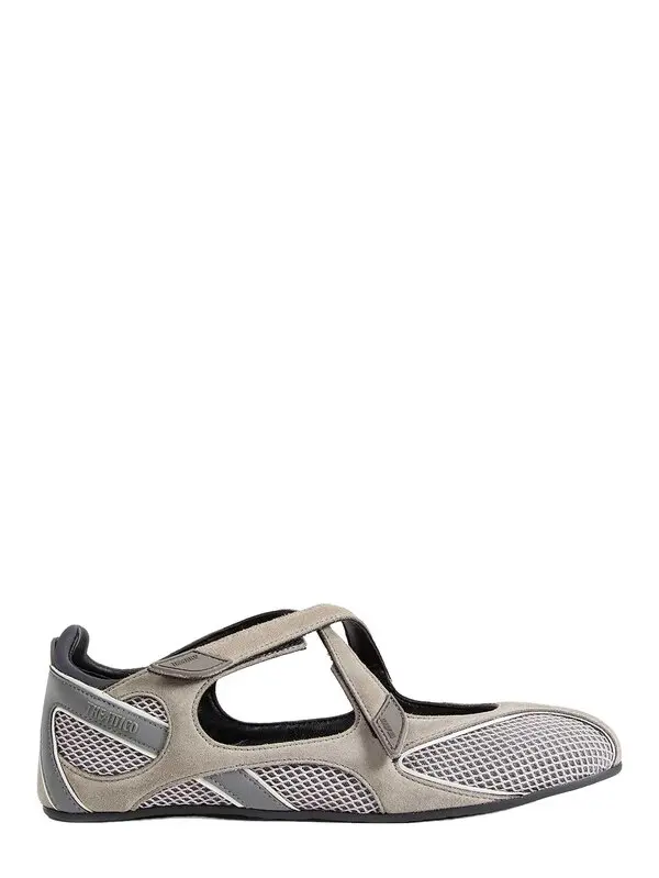 Attico Suede And Mesh Ballerina Flats - Grey
