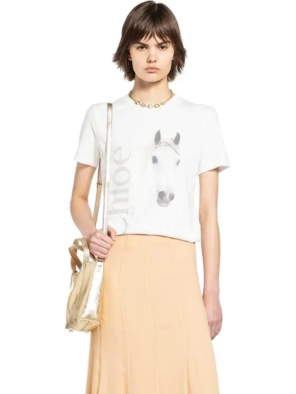 Chloé Faded Horse Graphic T-shirt - White
