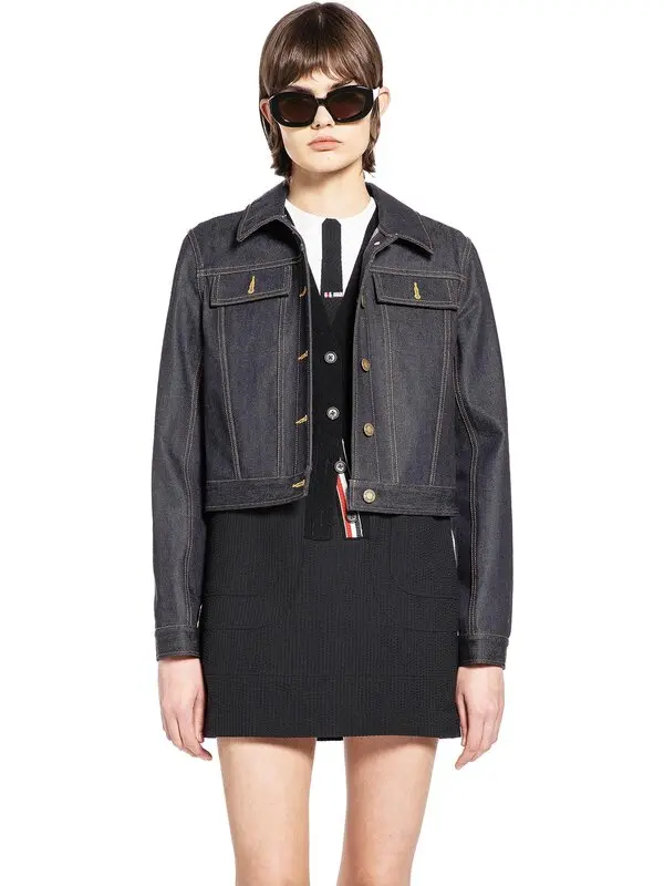 Thom Browne Selvedge Denim Cropped Jacket - Blue