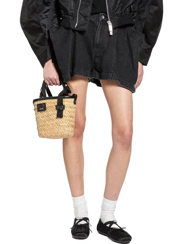 Sacai Denim Sculptural Panel Shorts - Black